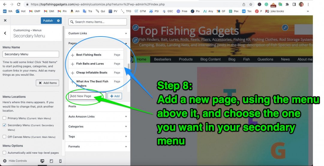 How to add a secondary menu in GeneratePress.