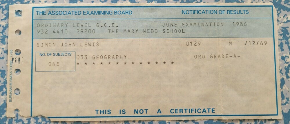 August 1986: GCE O Level Grades Revealed - Adolescent 80s