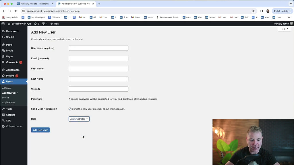 How to Create a New User in Wordpress